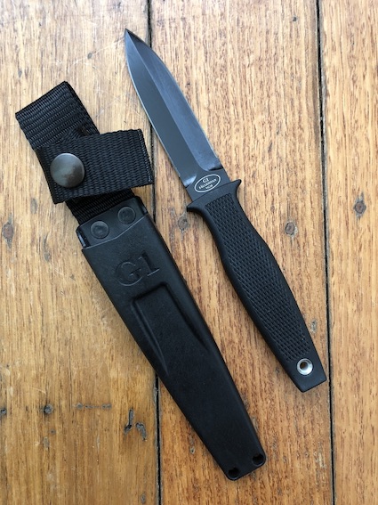 FALLKNIVEN G1 Double Edged Tactical Boot Knife in Zytel Plastic Sheath