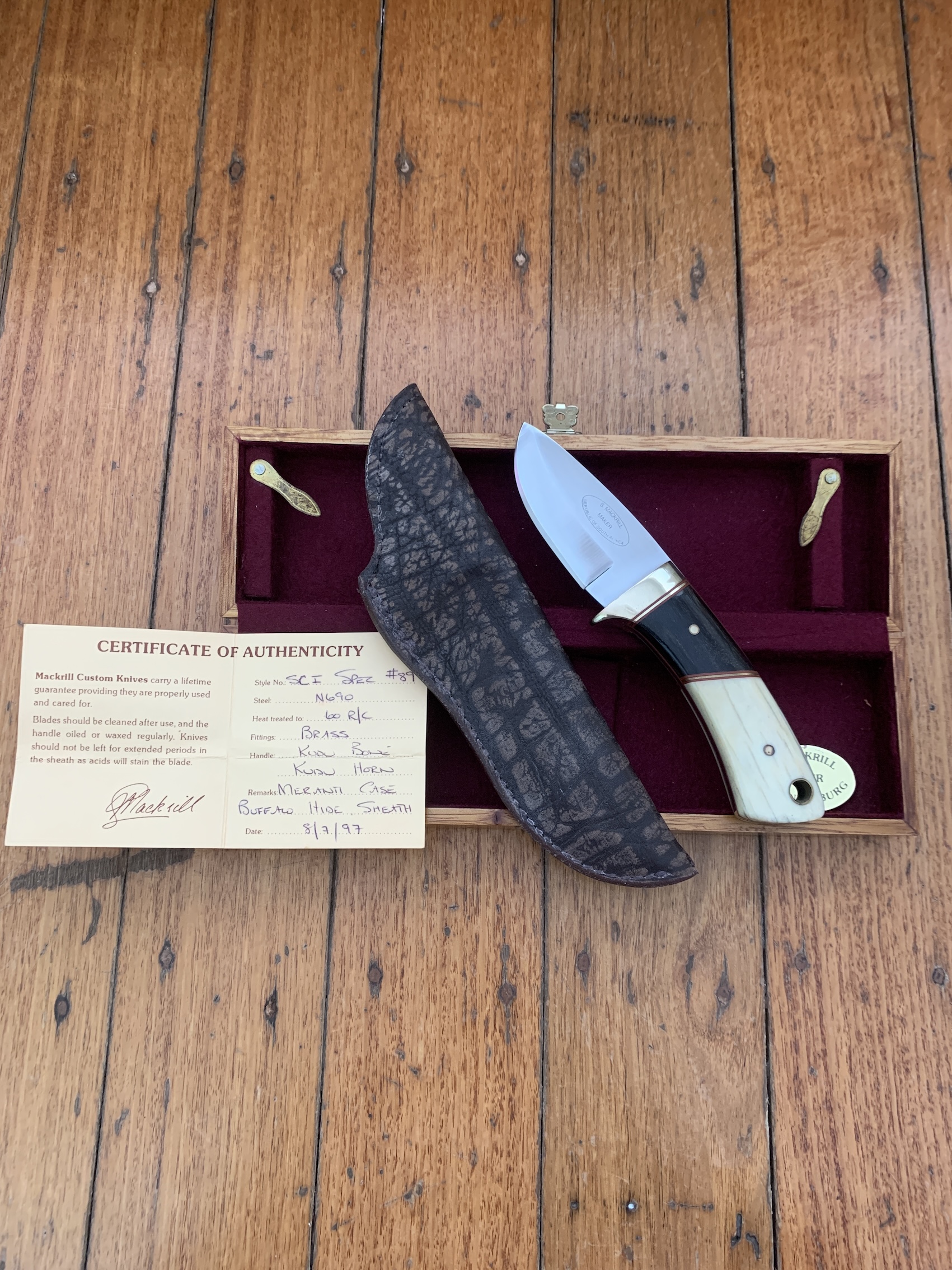 Mackrill Custom Knives 1995 No.2 SCI Limited edition Cape Buffalo Horn ...