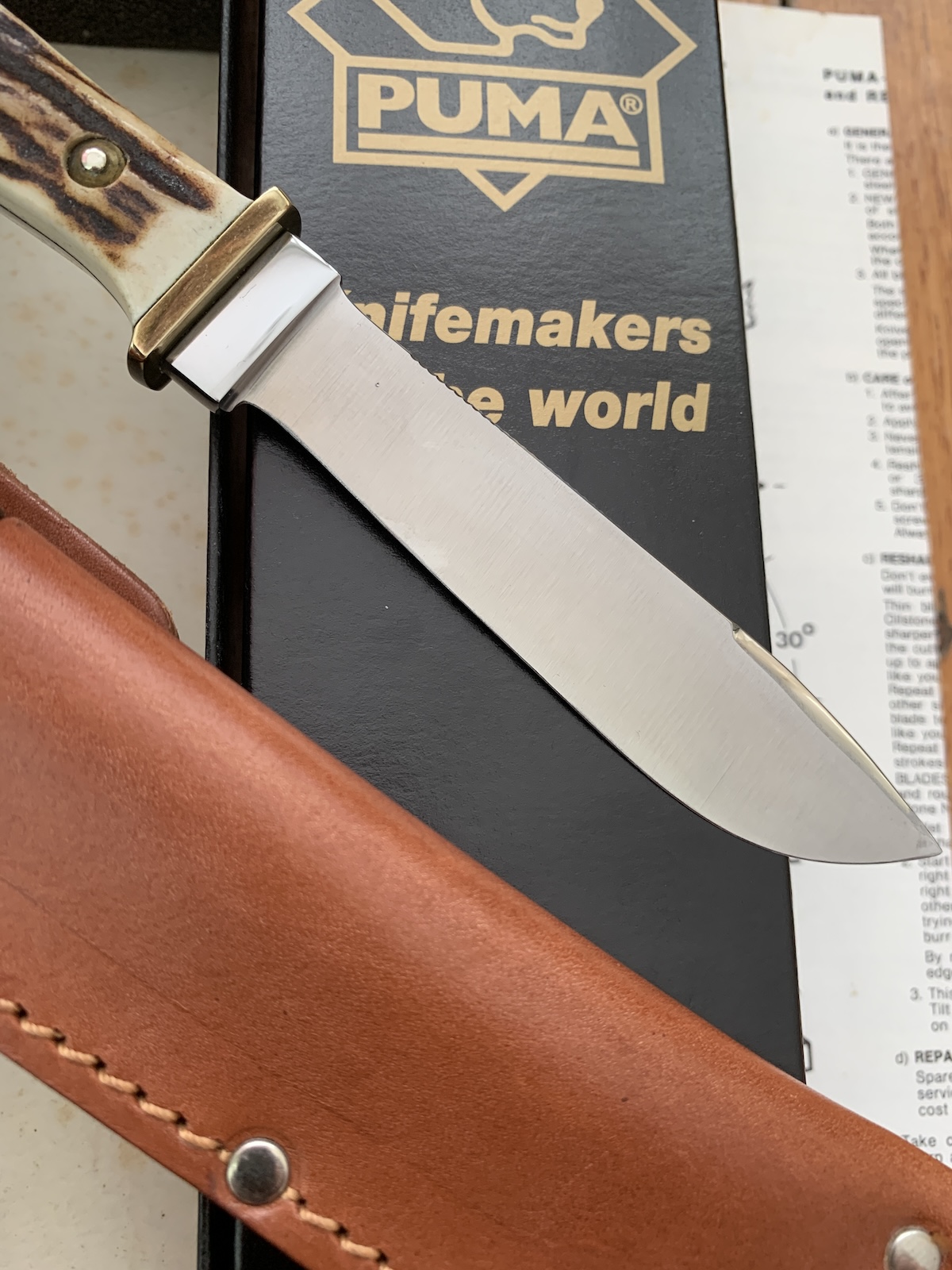 Puma Knife: Puma 1996 Hunters Pal with Stag Antler Handle Sheath & Box