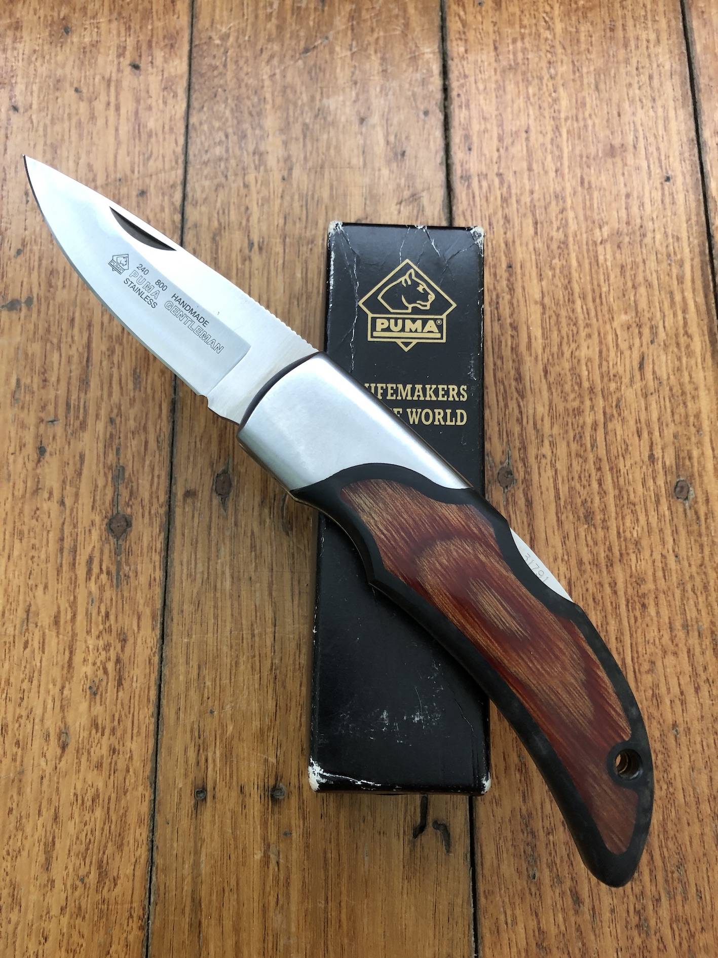 Puma Knife: Rare Puma Gentleman 24 0800 Folding Knife with Pakkawood ...
