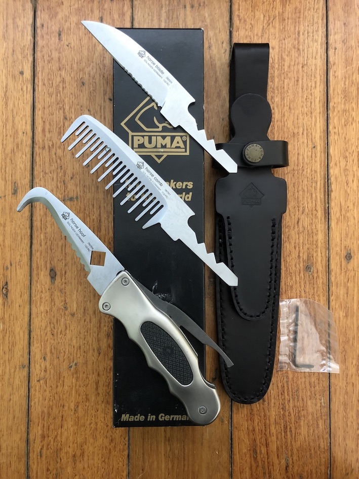 Puma Knife: Puma Rare 3 Blade Horse Set in original sheath and Box