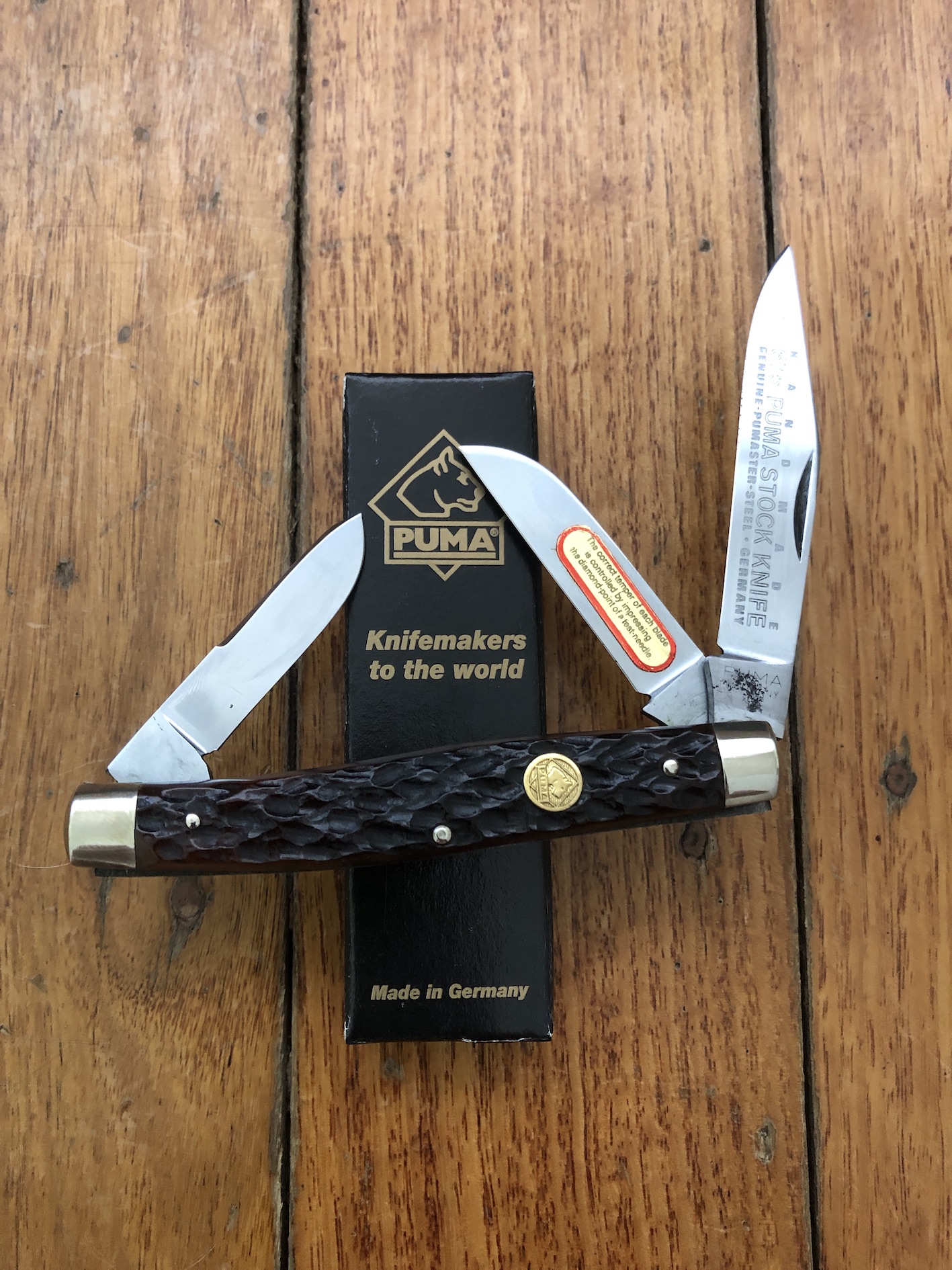 Puma Knife: Puma rare vintage 1974 'STOCK' 3 blade Fold back Knife with ...