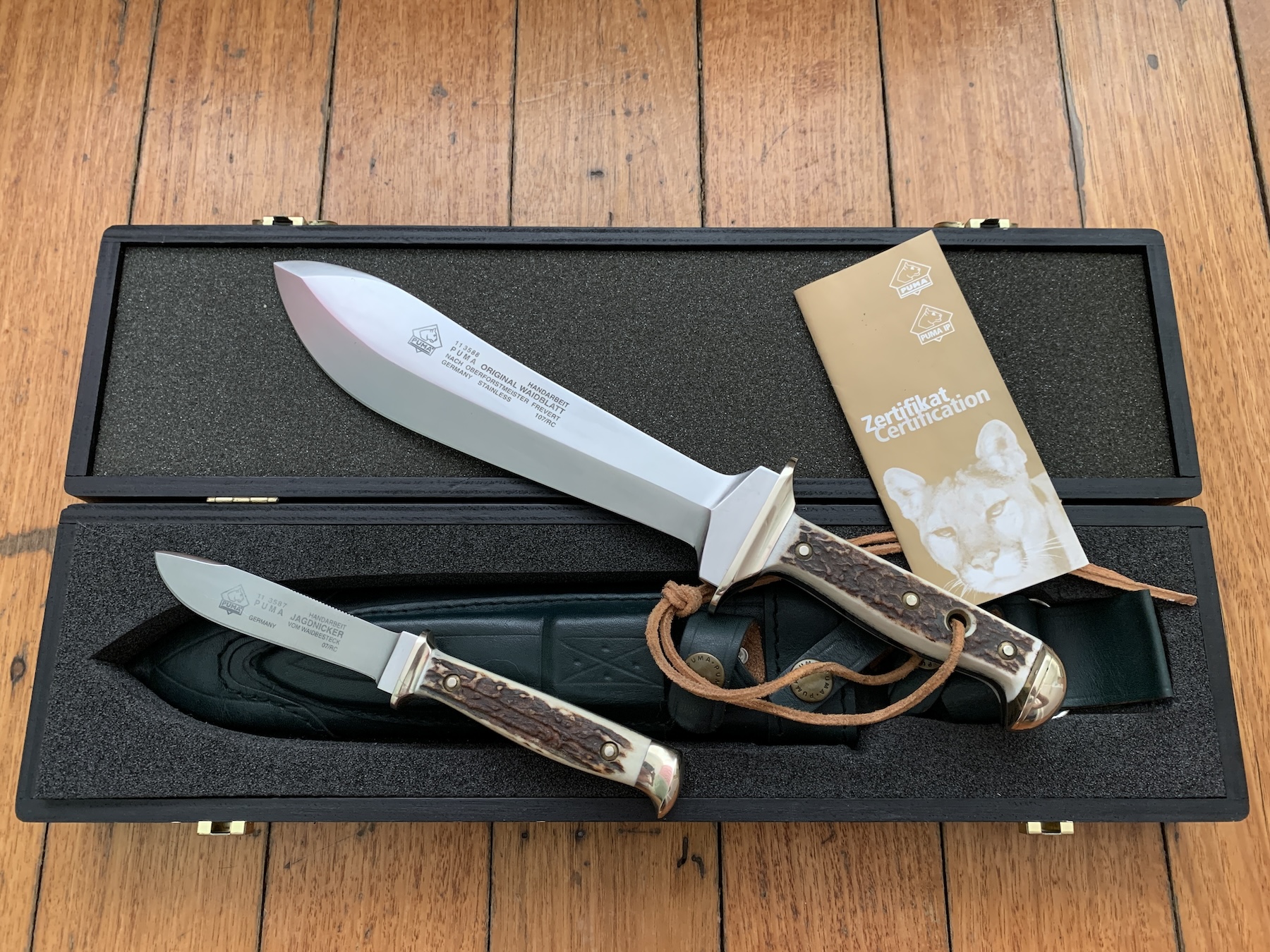 Puma Knife: Puma 2007 Waidbesteck Set (Waidblatt and Nicker) twin knife set