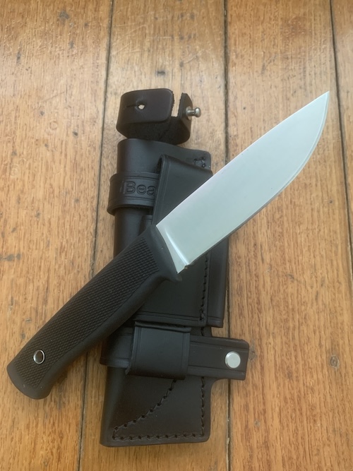 FALLKNIVEN F1 Hunting Knife with Rubberised Handle and Custom Leather ...