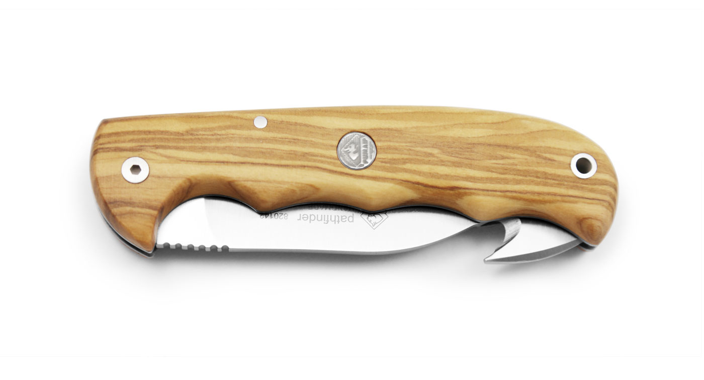 Puma Knife: Puma IP Pathfinder with gut hook, Olive Wood Handle