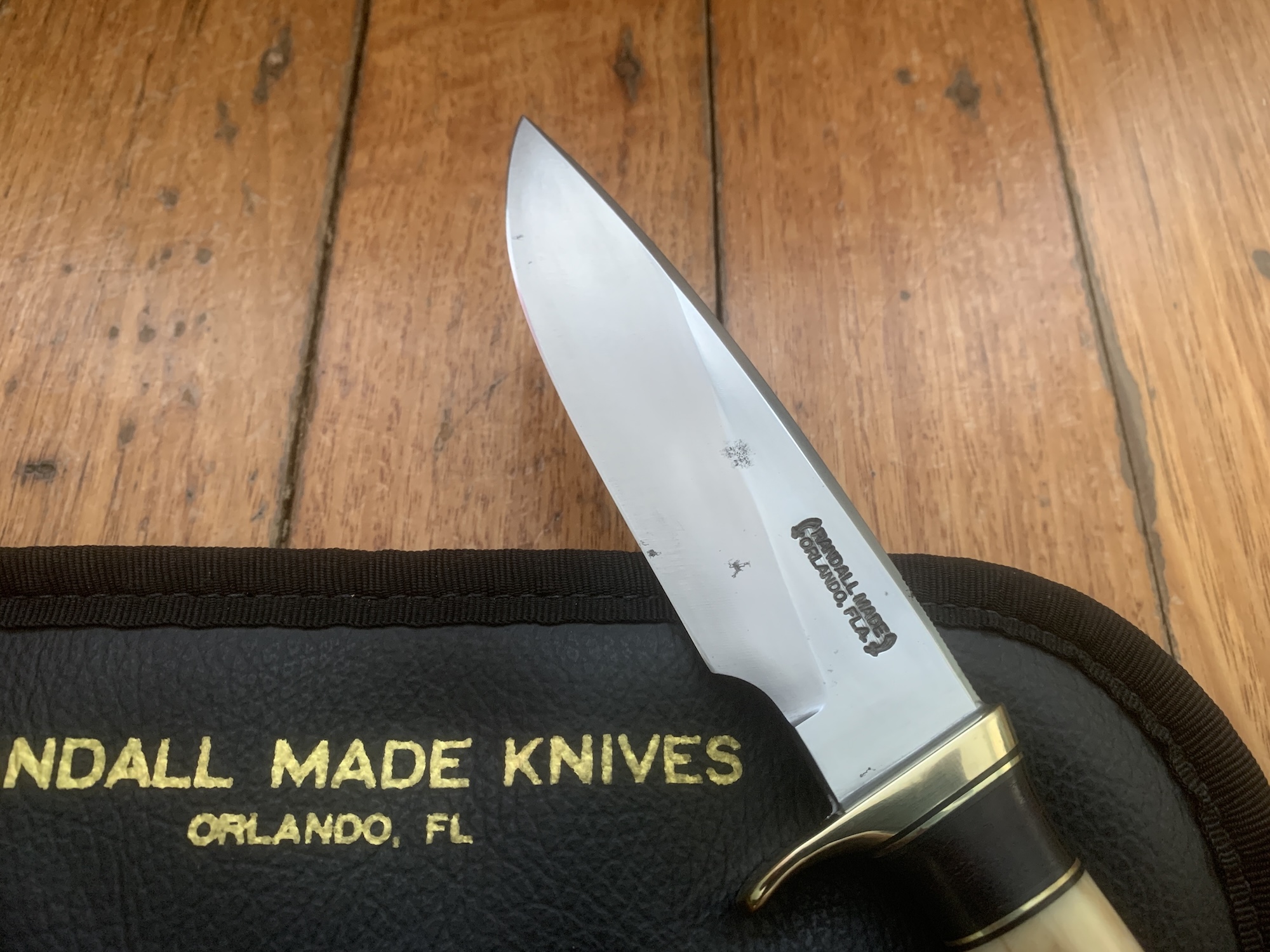 Randall Knives USA: Model 25 5" Trapper knife in Original Sheath & pouch