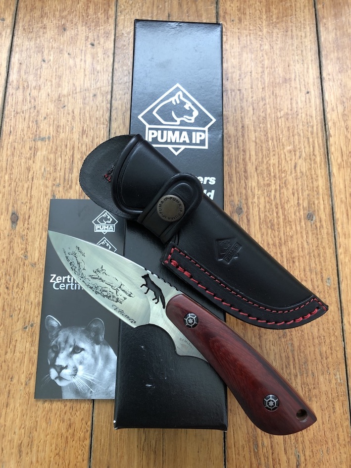 Puma Knife: Puma IP Fox I Laser Cut Sandalwood Handle
