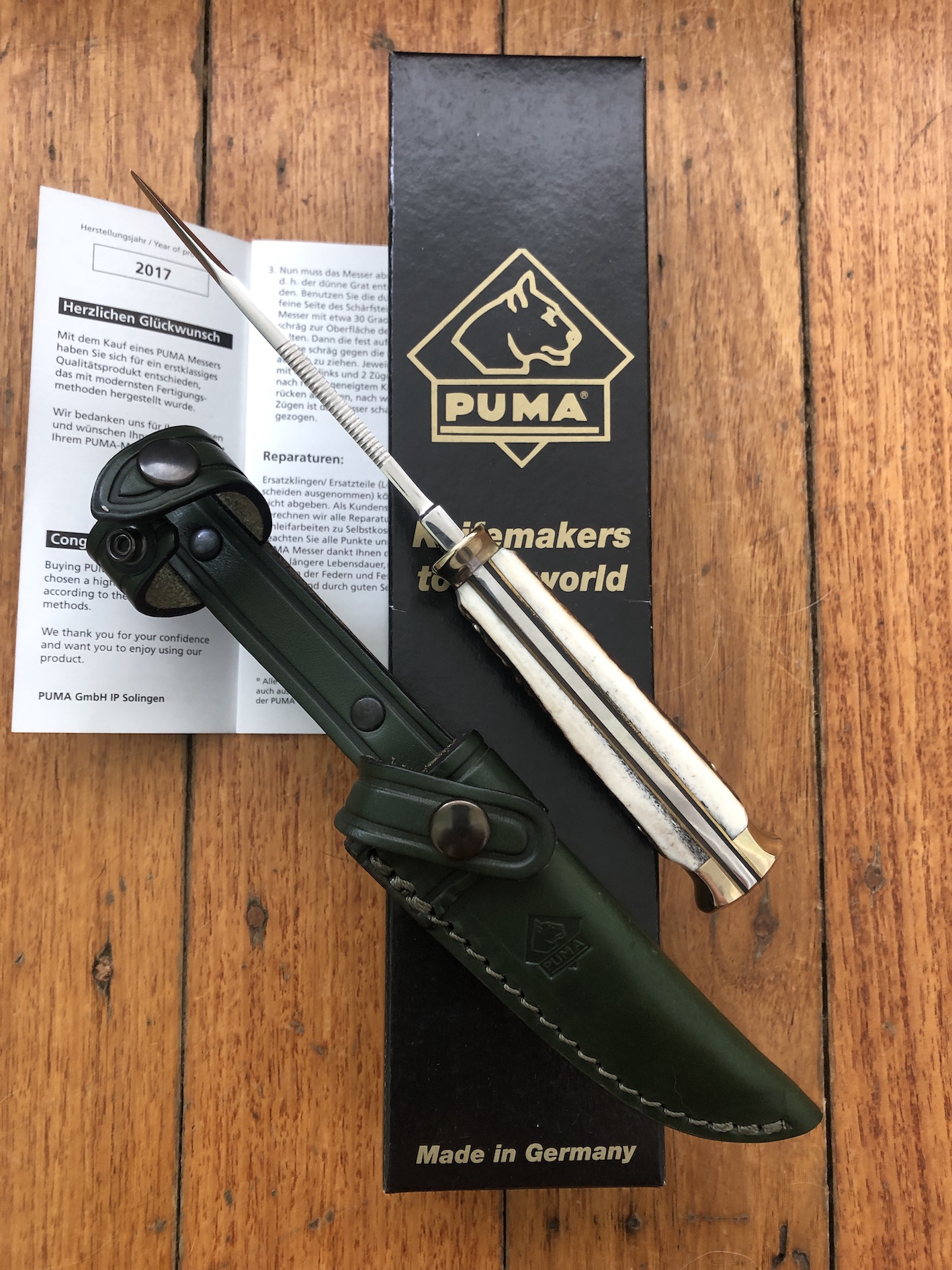 Puma Knife: Puma 2017 Jagdnicker 3587 Knife with Stag Antler Handle