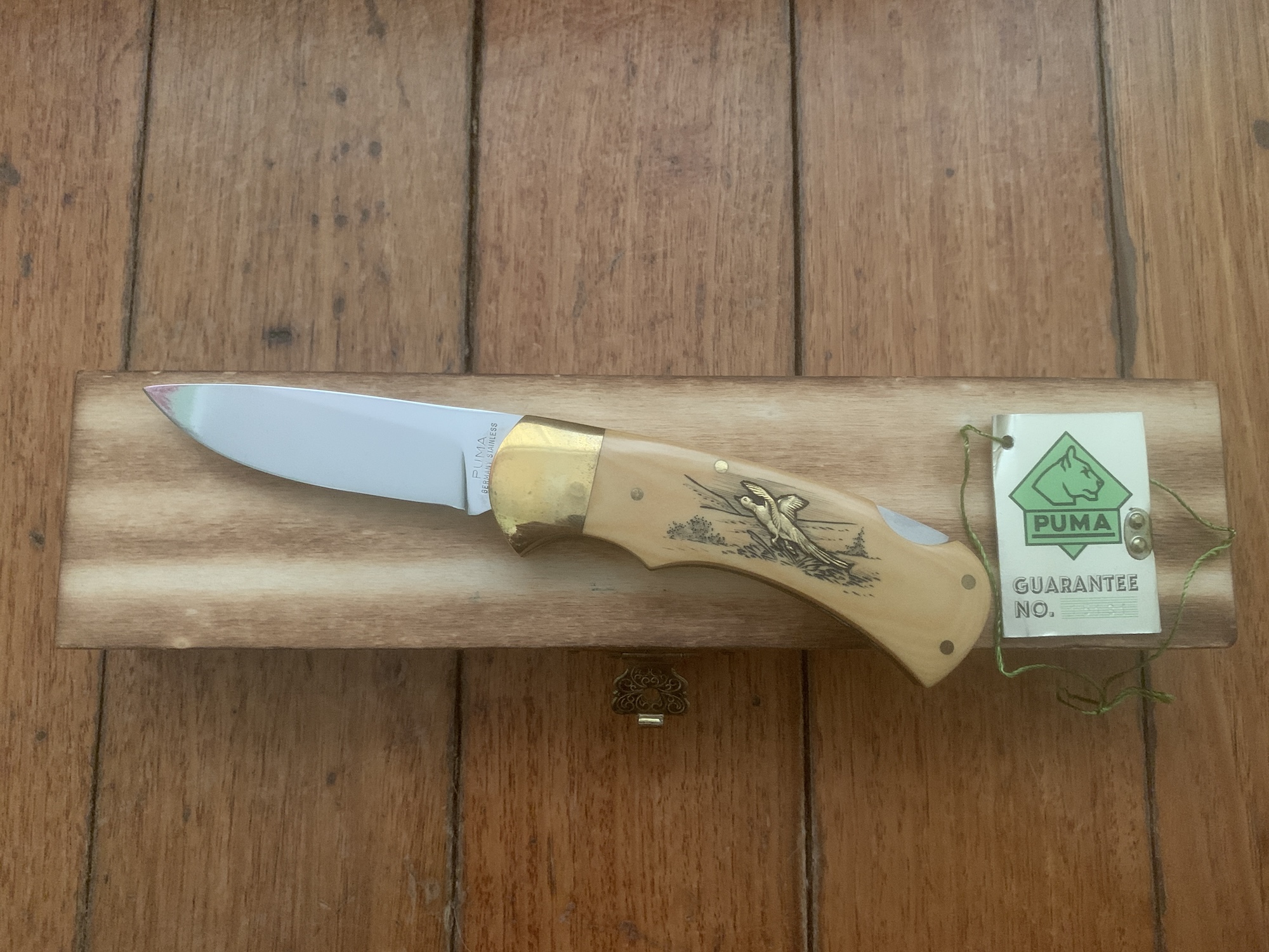 Puma Knife: Puma Original Puma 715 4 Star Game Bird Scene Folding Lock ...