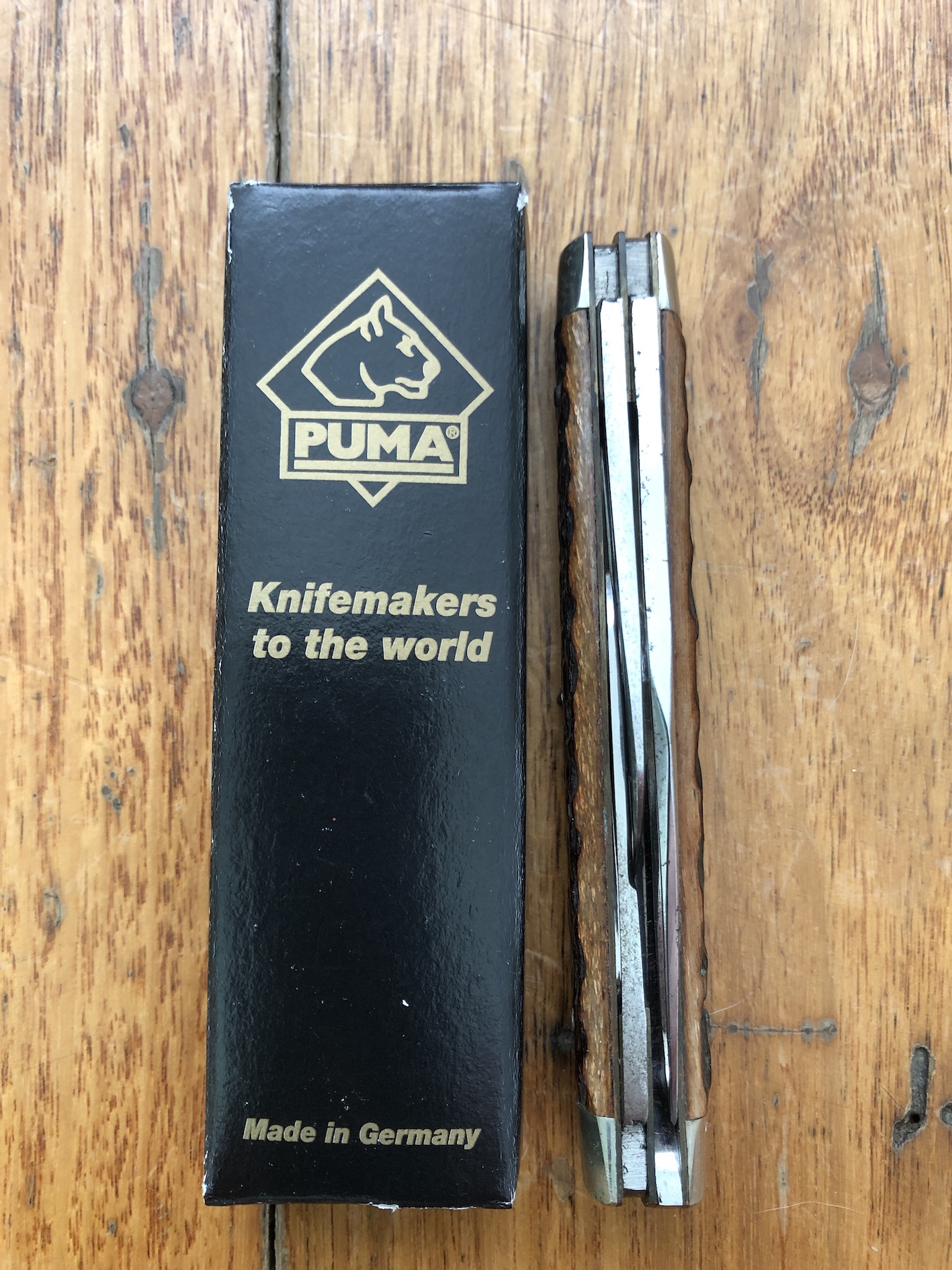 Puma Knife: Puma rare vintage 1969 'STOCK' 3 blade Fold back Knife with ...