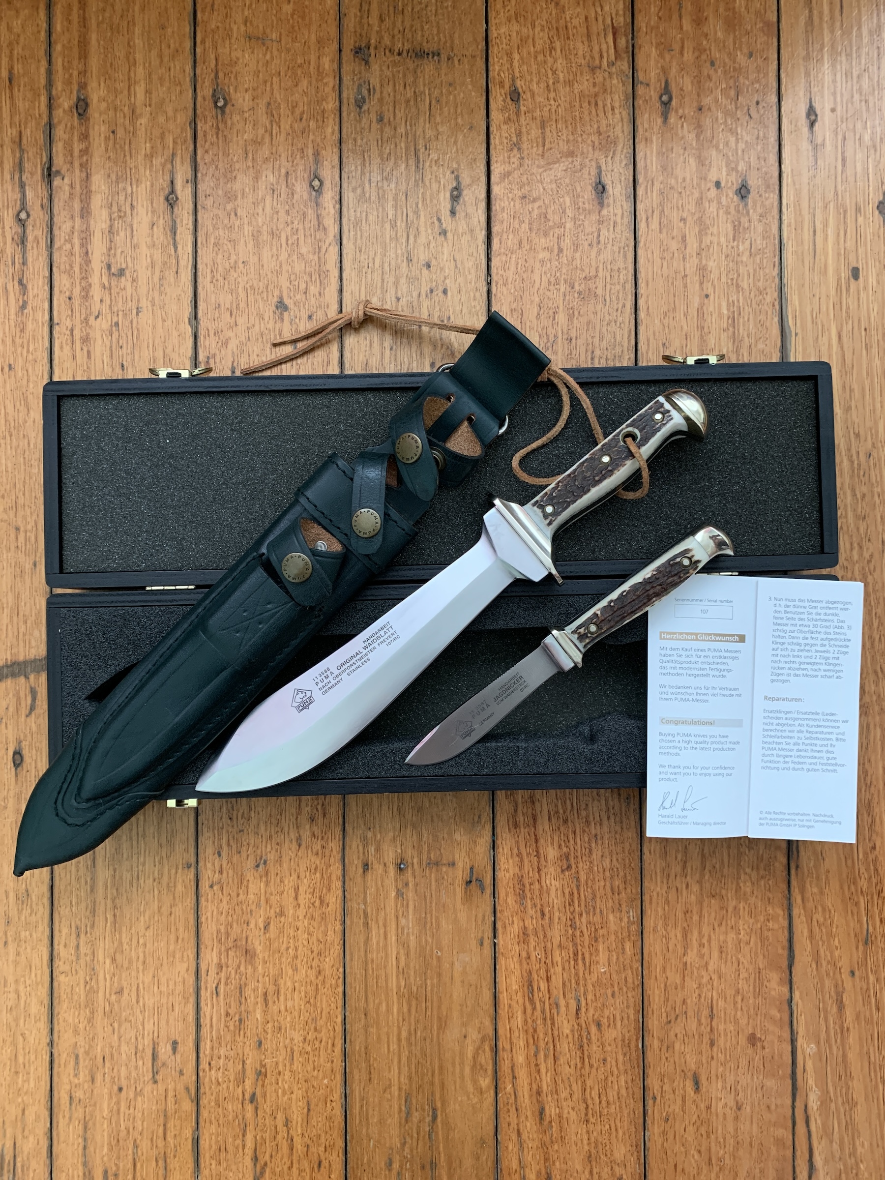 Puma Knife: Puma 2007 Waidbesteck Set (Waidblatt and Nicker) twin knife set