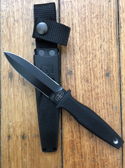 FALLKNIVEN G1 Double Edged Tactical Boot Knife in Zytel Plastic Sheath