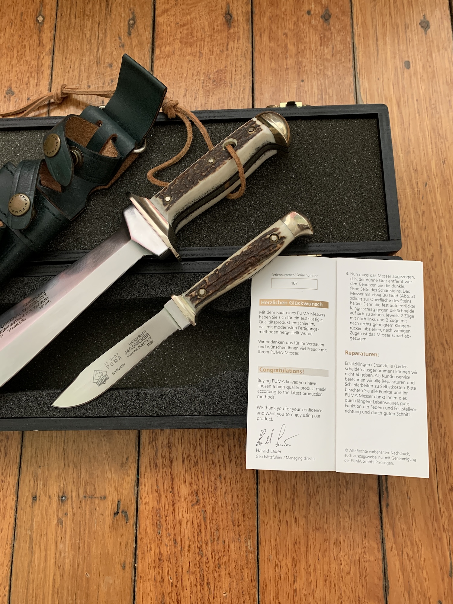 Puma Knife: Puma 2007 Waidbesteck Set (Waidblatt and Nicker) twin knife set