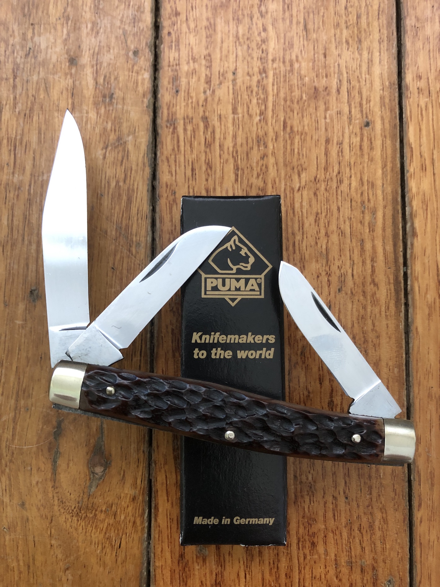 Puma Knife: Puma rare vintage 1974 'STOCK' 3 blade Fold back Knife with ...