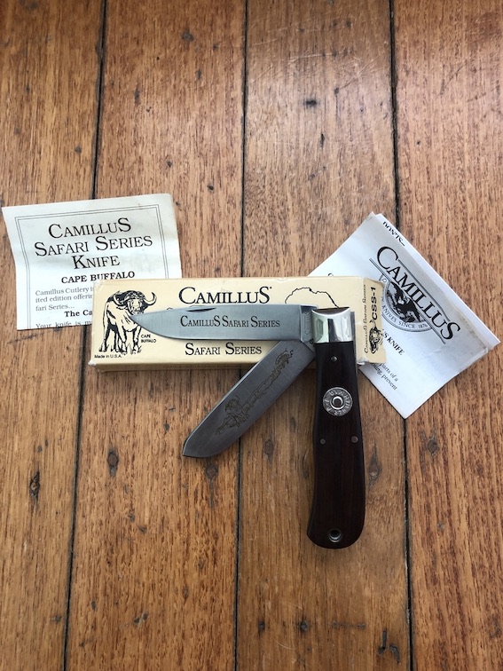 Camillus Knife: Camillus Safari Series Cape buffalo 375H&H Folding Knife