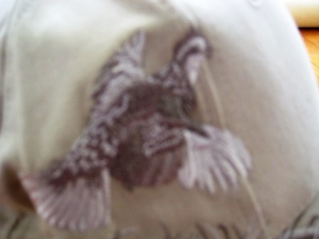 Embroidered Quail Scene Khaki Baseball Cap