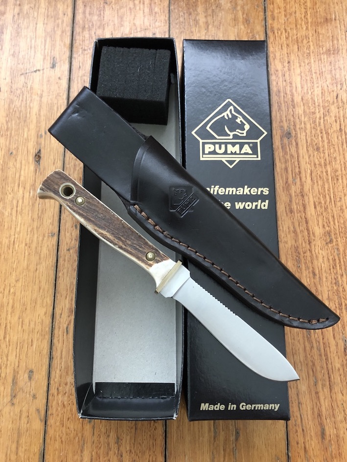 Puma Knife: Puma 2004 Hunters Pal with Stag Handle & Dark Brown Sheath