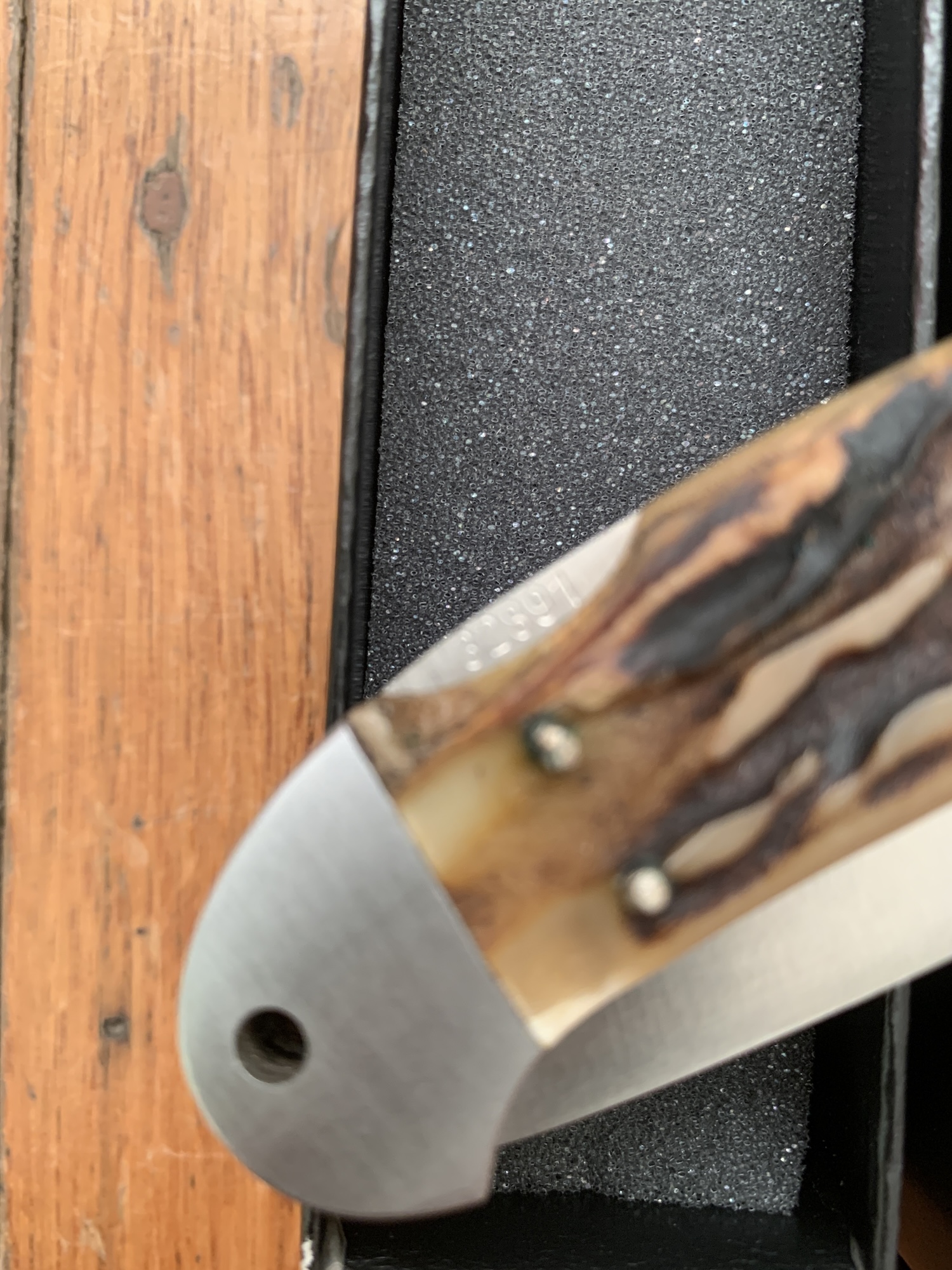 Puma Knife: Puma 1998 Custom Stag Antler Handled Lock Back Folding Knife