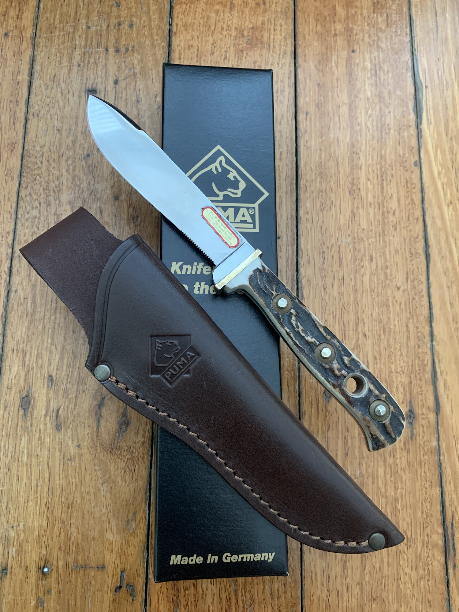 Puma Knife: Puma 6378 Original Mint 1980 OUTDOOR knife with Stag Antler ...