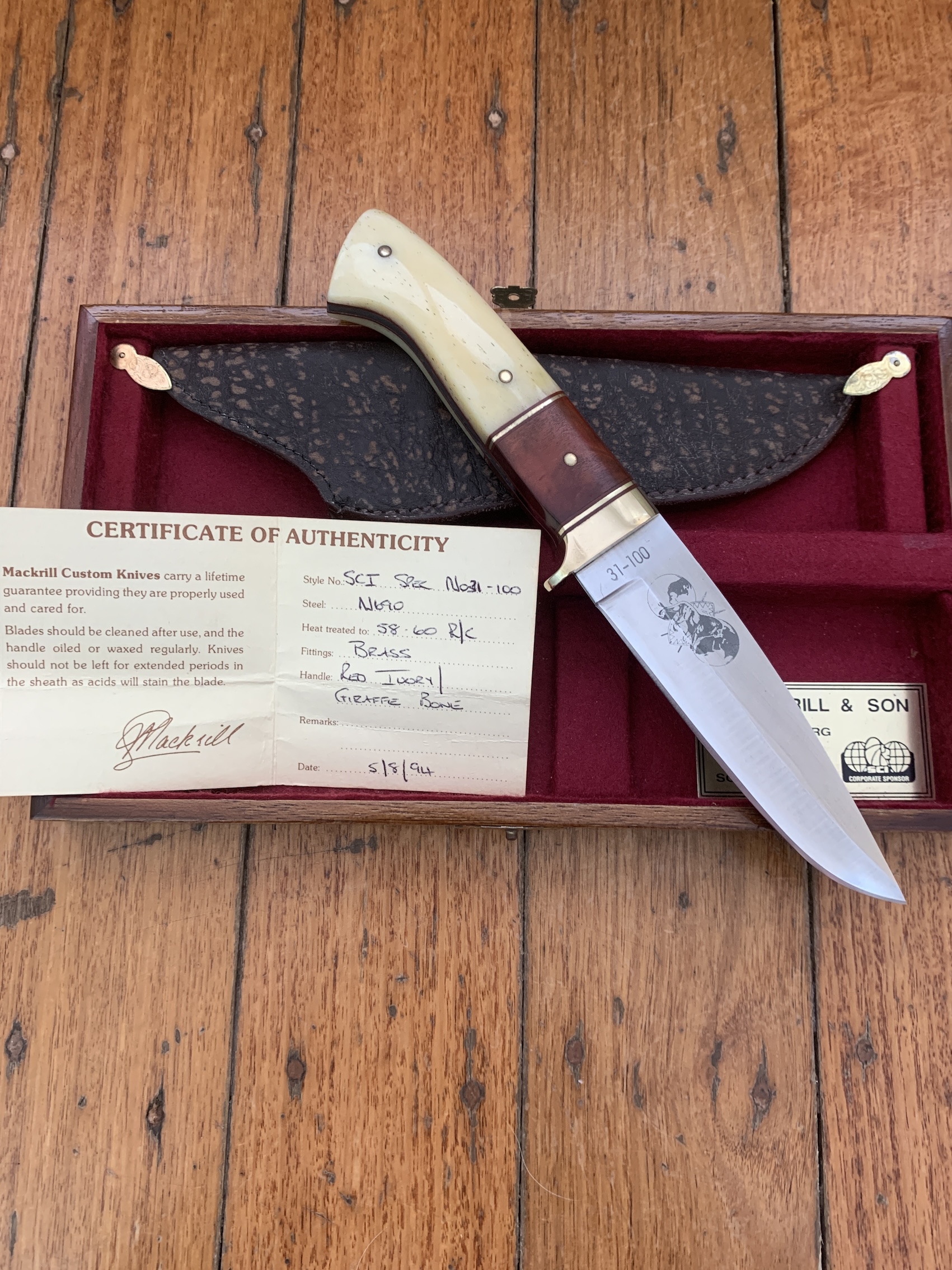 Mackrill Custom Knives 1994 No.6 SCI Limited edition Red Ivory ...