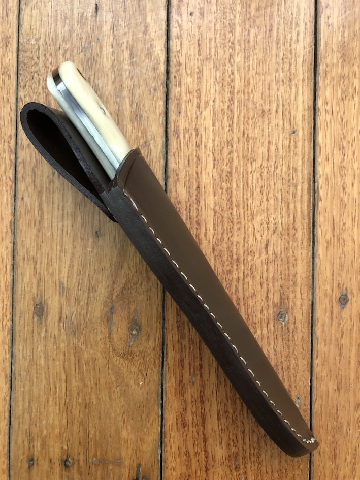 SOS Damascus *PUMA SkinMaster* Knife with Bone Handle & Leather Sheath