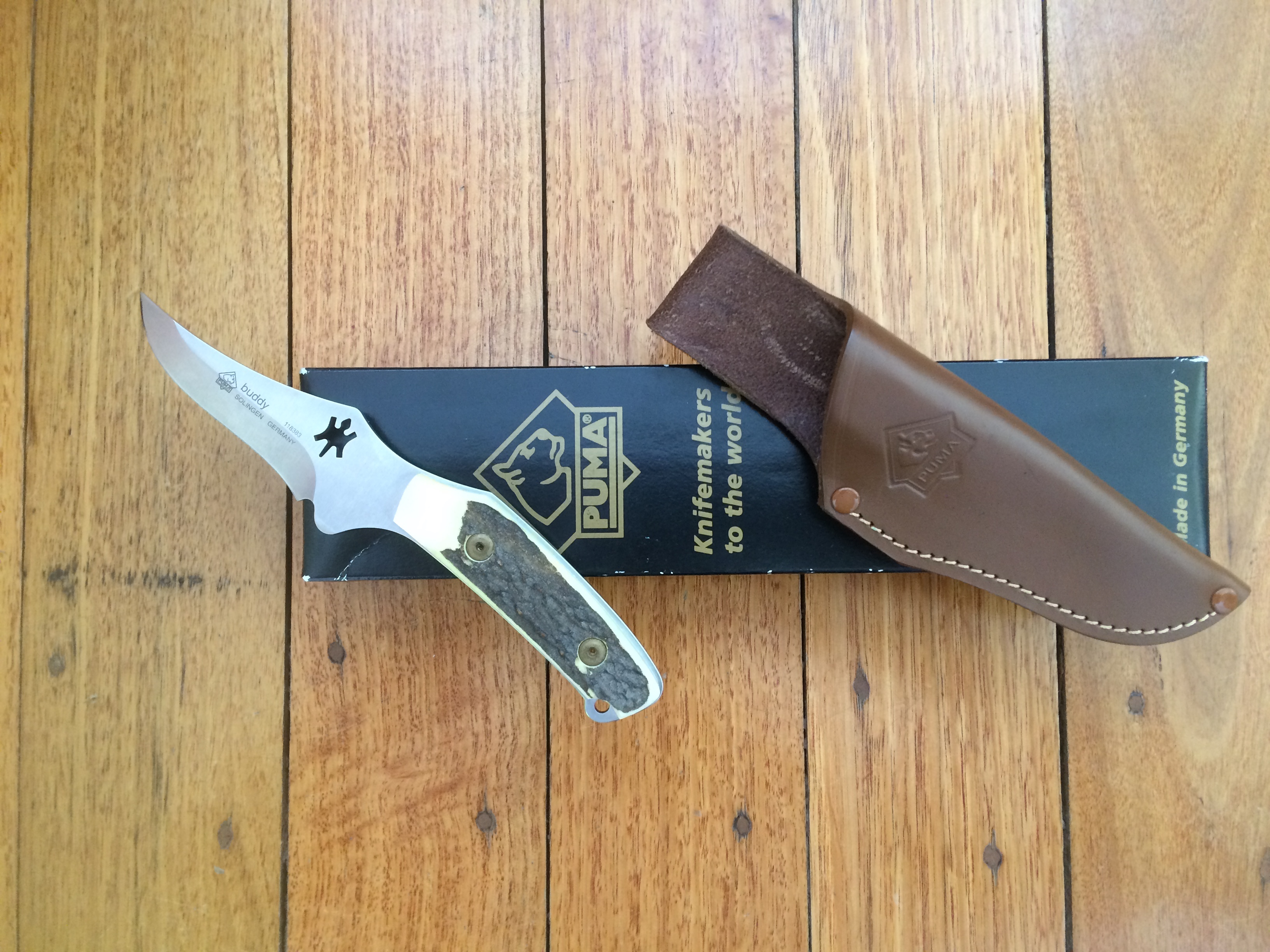 Puma Knife: Puma Buddy 'Laser Cutout' with Stag Handle