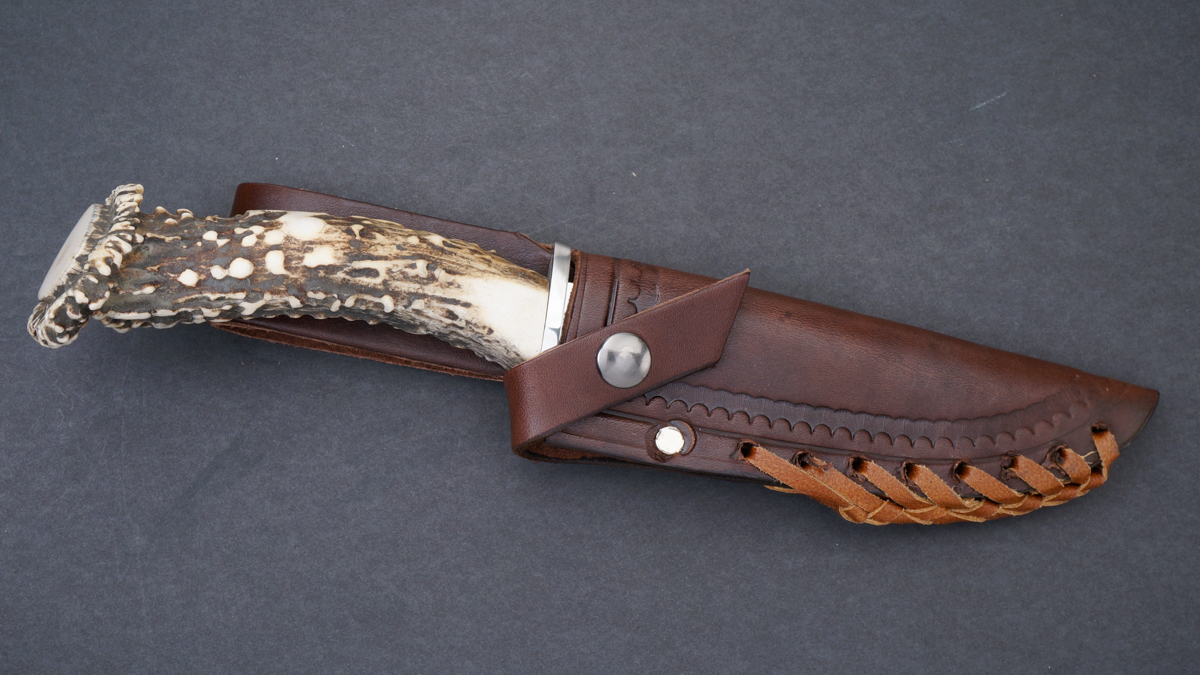 Silver Stag Crown Series Deep Valley Knife with Stag Antler Handle