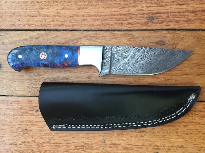 SOSDF Knife: 200 Layer Damascus Blue Patterned Corolon Handled Skinning ...