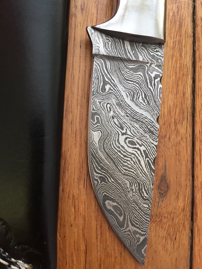 SOSDF Knife: 200 Layer Damascus Blue Patterned Corolon Handled Skinning ...