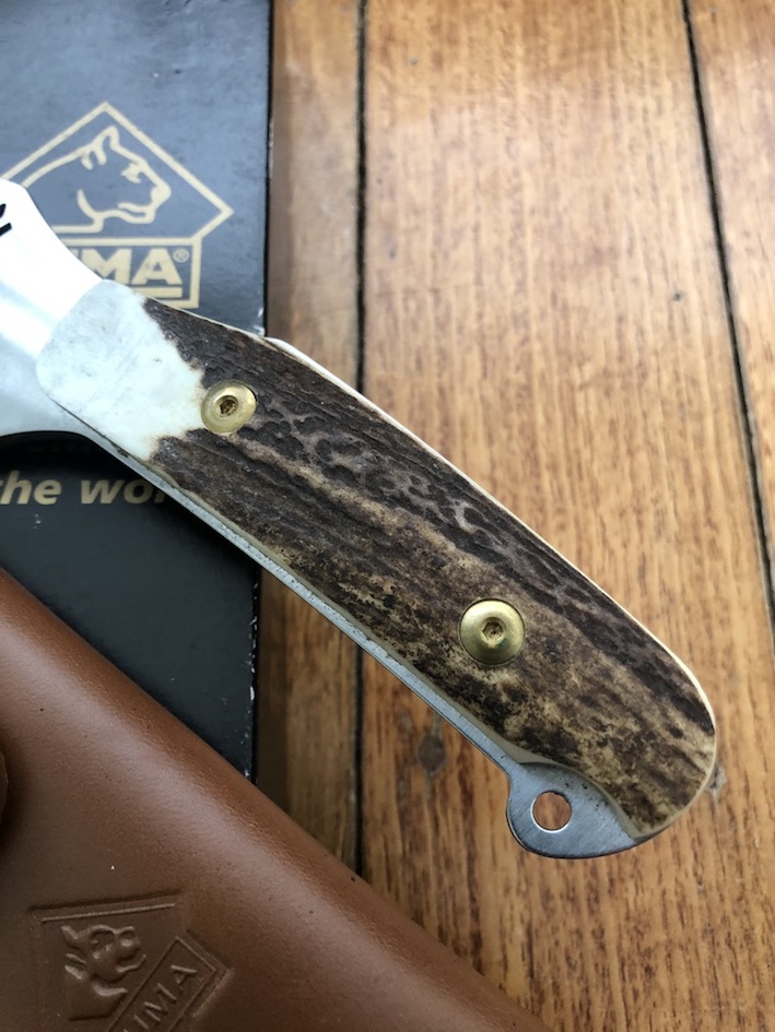 Puma Knife: Puma Skinner II Laser Cut with Stag Handle and leather sheath