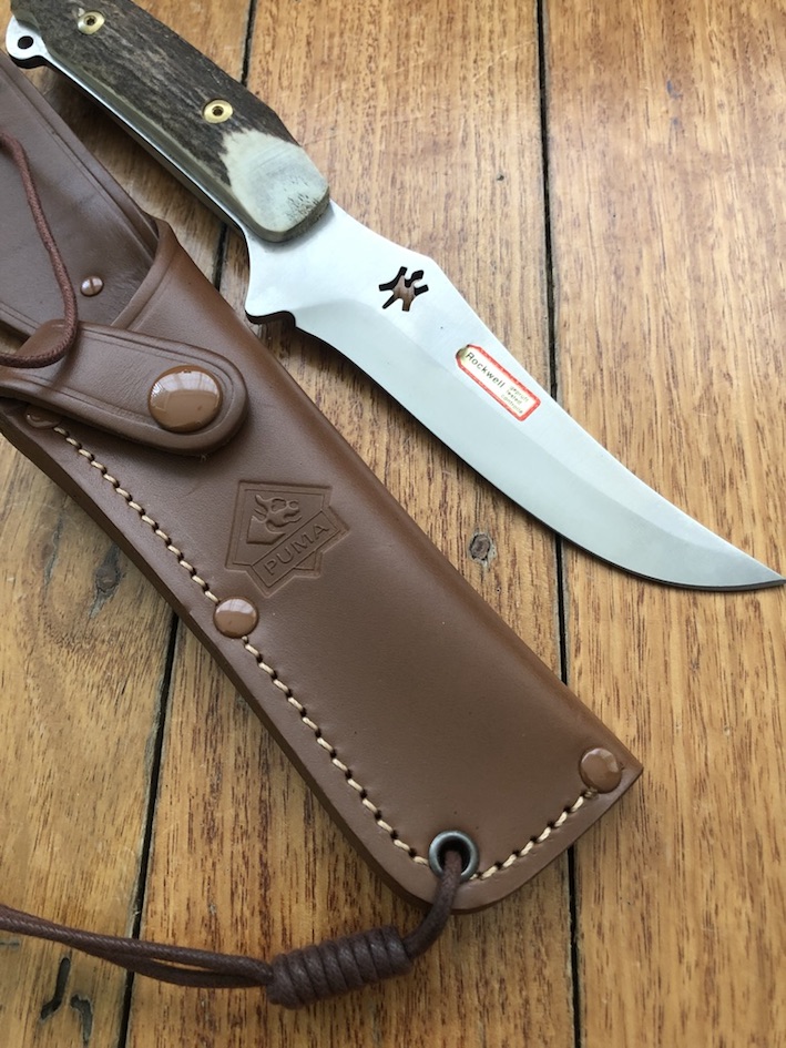 Puma Knife: Puma Skinner II Laser Cut with Stag Handle and leather sheath