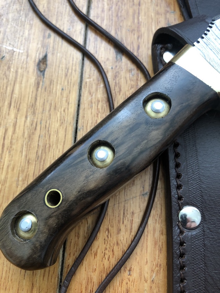 SOS Damascus *PUMA Skinner* Knife with Walnut Handle & Leather Sheath