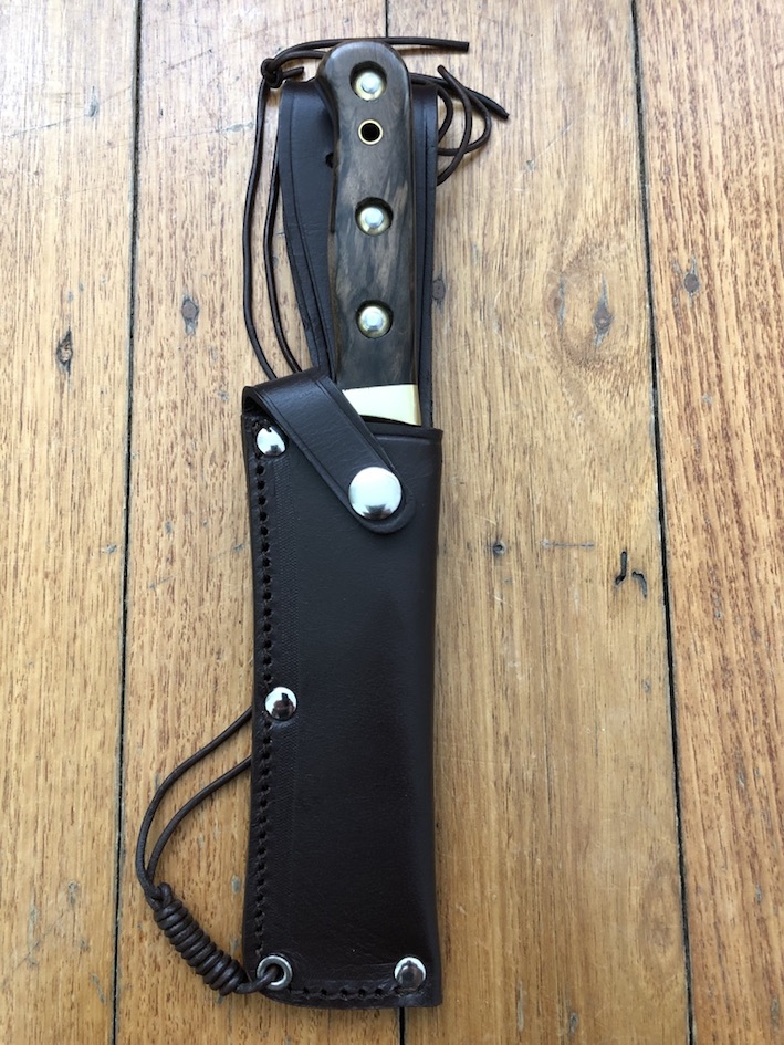 SOS Damascus *PUMA Skinner* Knife with Walnut Handle & Leather Sheath