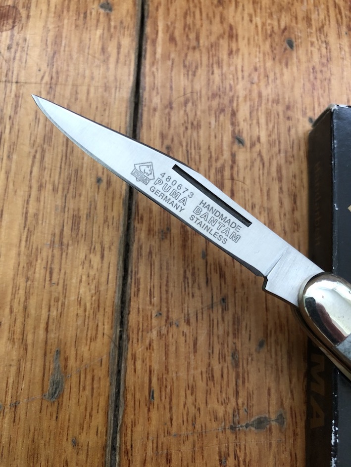 Puma Knife: Puma Bantam Folding Knife with Bone Handle Circa late 90's