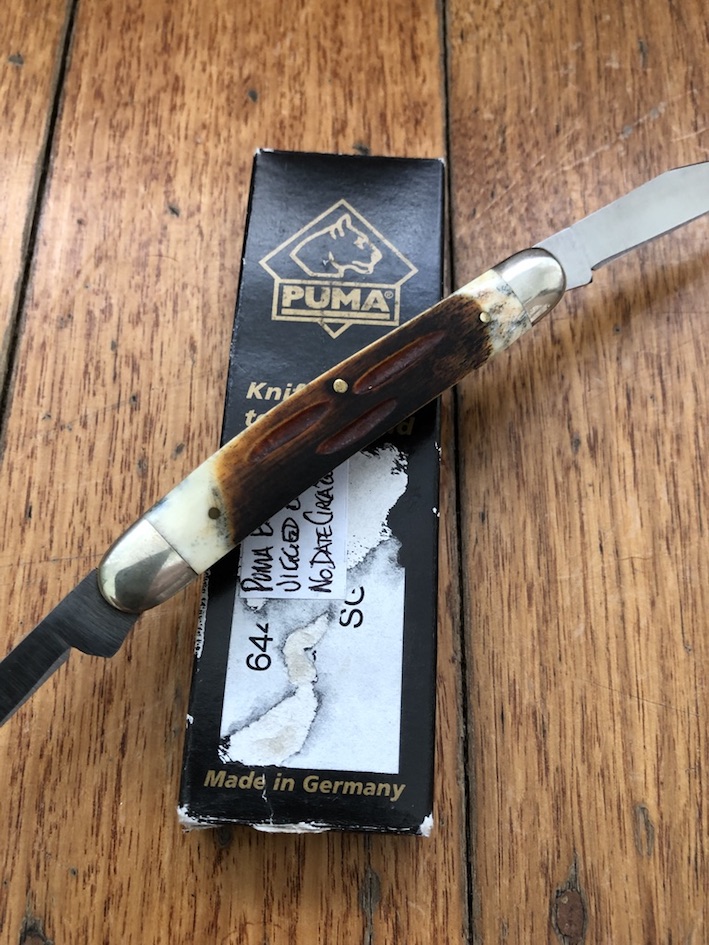 Puma Knife: Puma Bantam Folding Knife with Bone Handle Circa late 90's