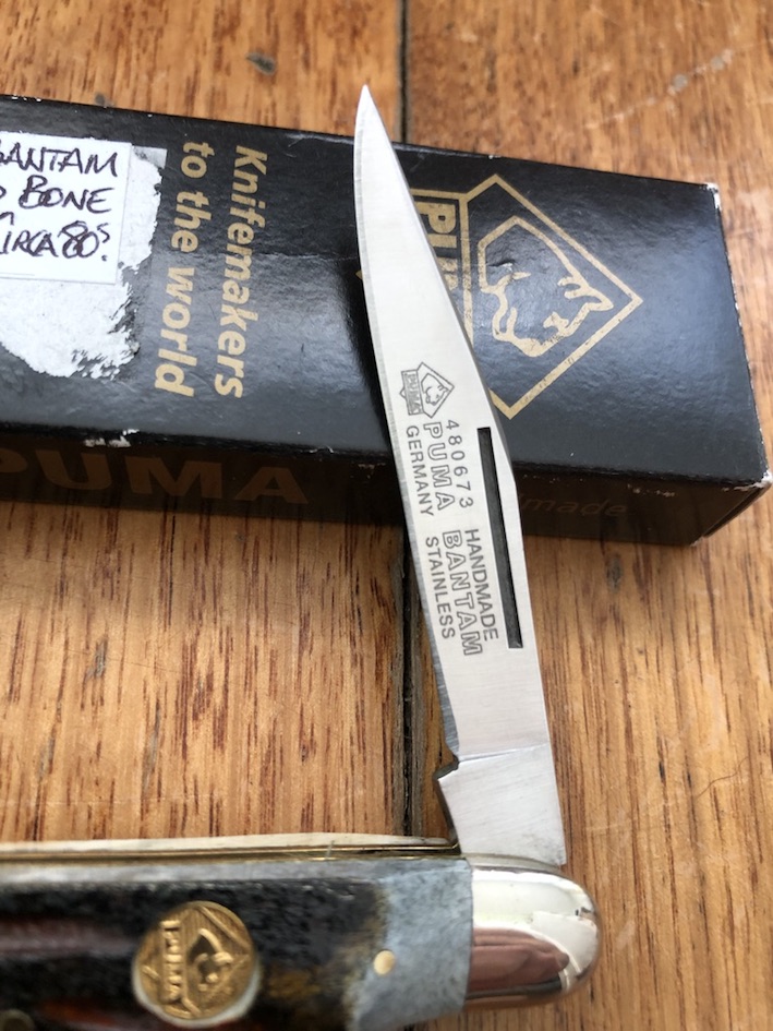 Puma Knife: Puma Bantam Folding Knife with Bone Handle Circa late 90's