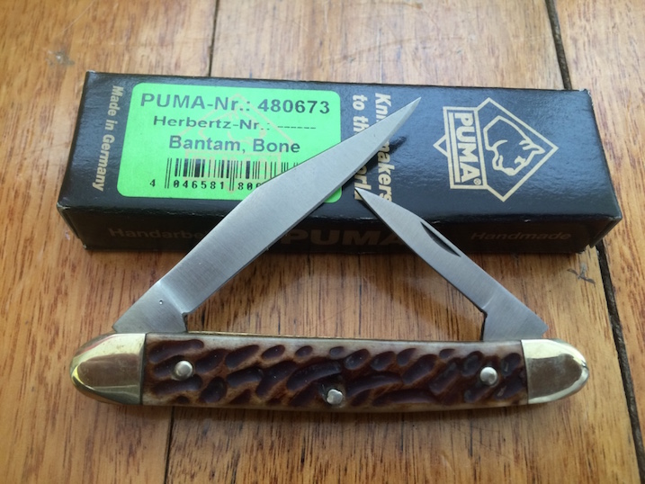 Puma Knife: Puma Bantam Folding Knife with Brown Jigged Bone Handle