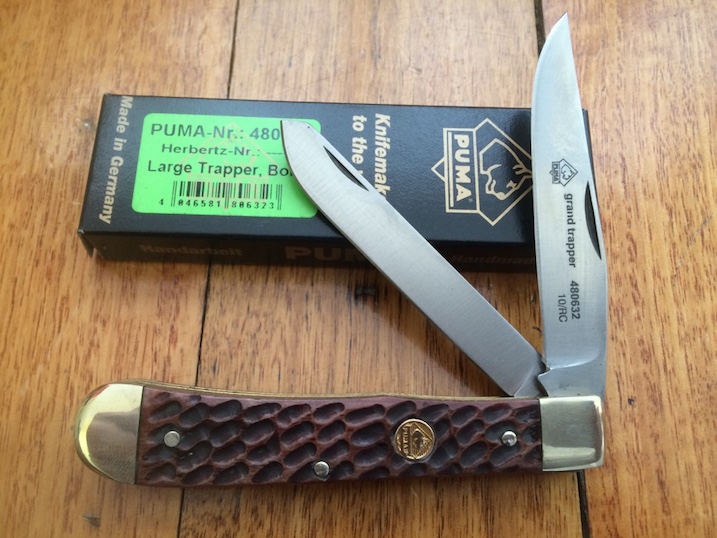Puma Knife: Puma Grand Trapper Large Lockback Knife with Brown Jigged ...