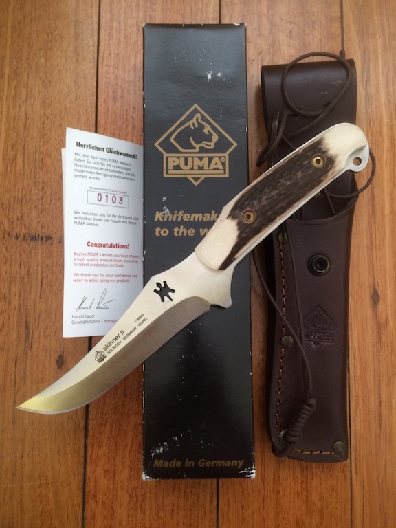Puma Knife: Puma Skinner II Laser Cut with Stag Handle leather sheath ...