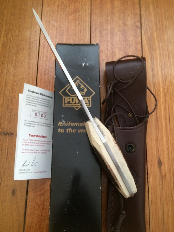 Puma Knife: Puma Skinner II Laser Cut with Stag Handle leather sheath ...