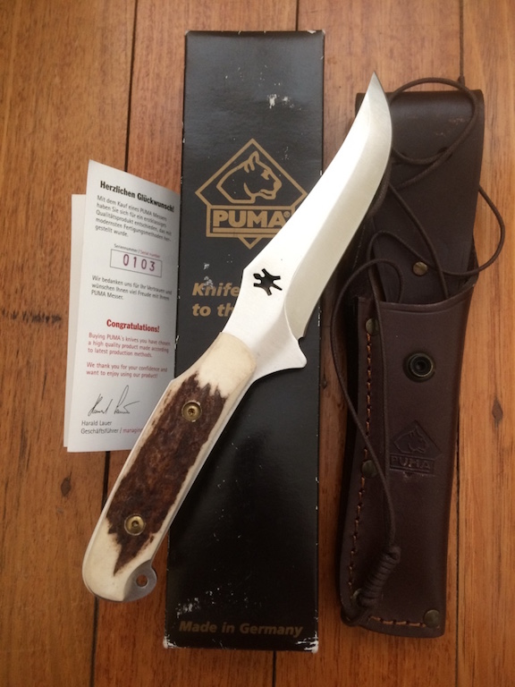 Puma Knife: Puma Skinner II Laser Cut with Stag Handle leather sheath ...
